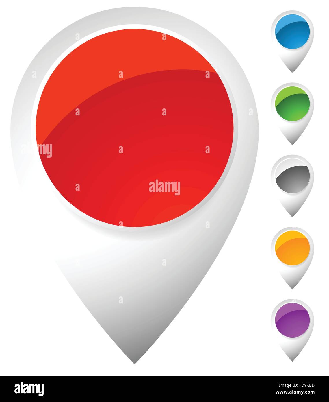 Map marker, map pin shapes, elements in 6 color. Location, destination ...