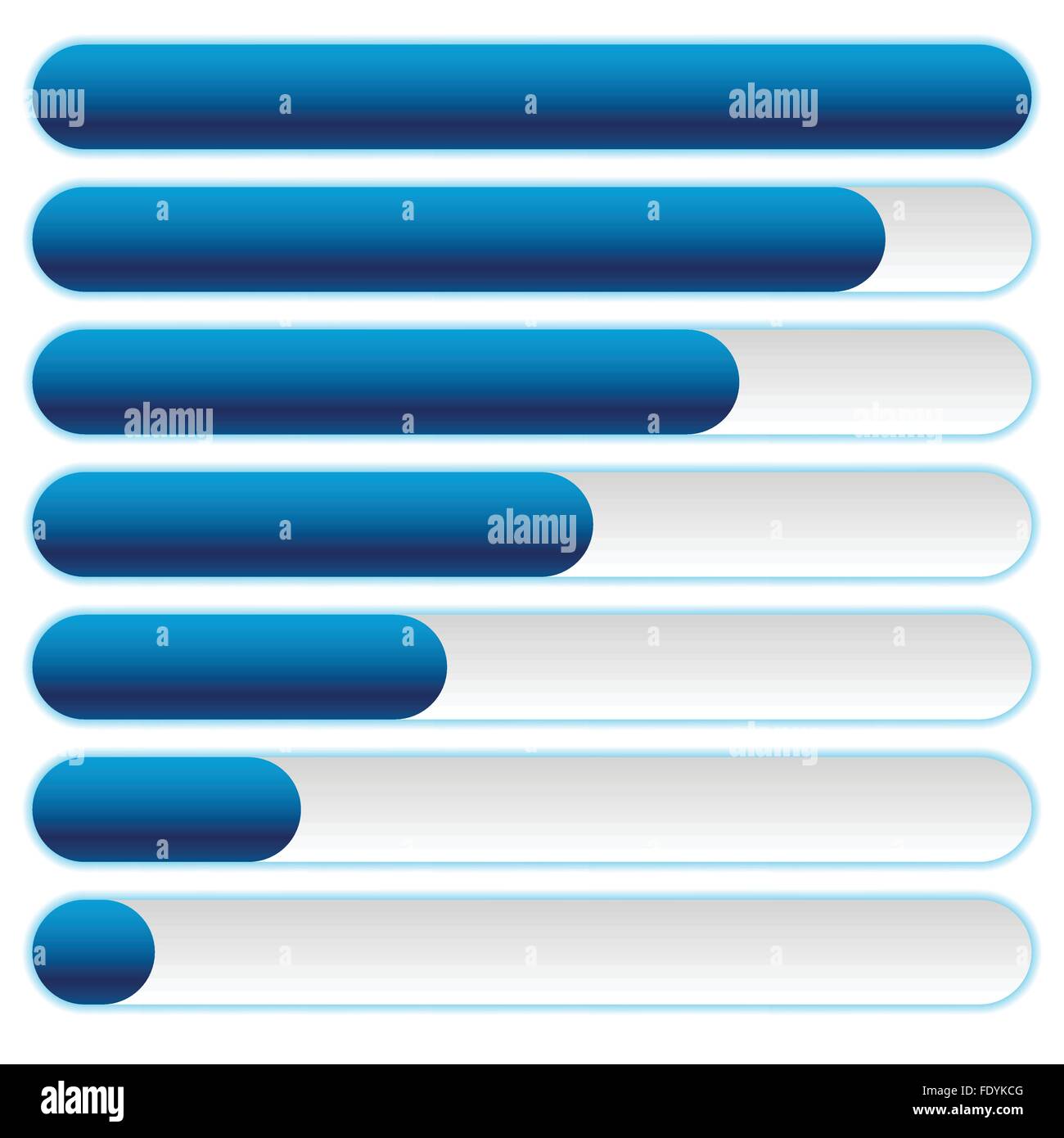 Progress, loading bars in sequence with vector outer glow effect Stock ...