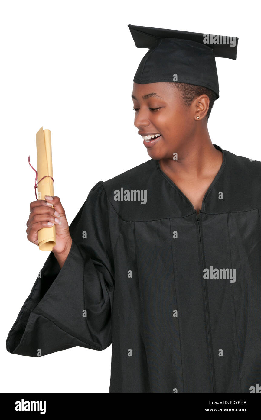Young black african American woman in her graduation robes Stock Photo ...