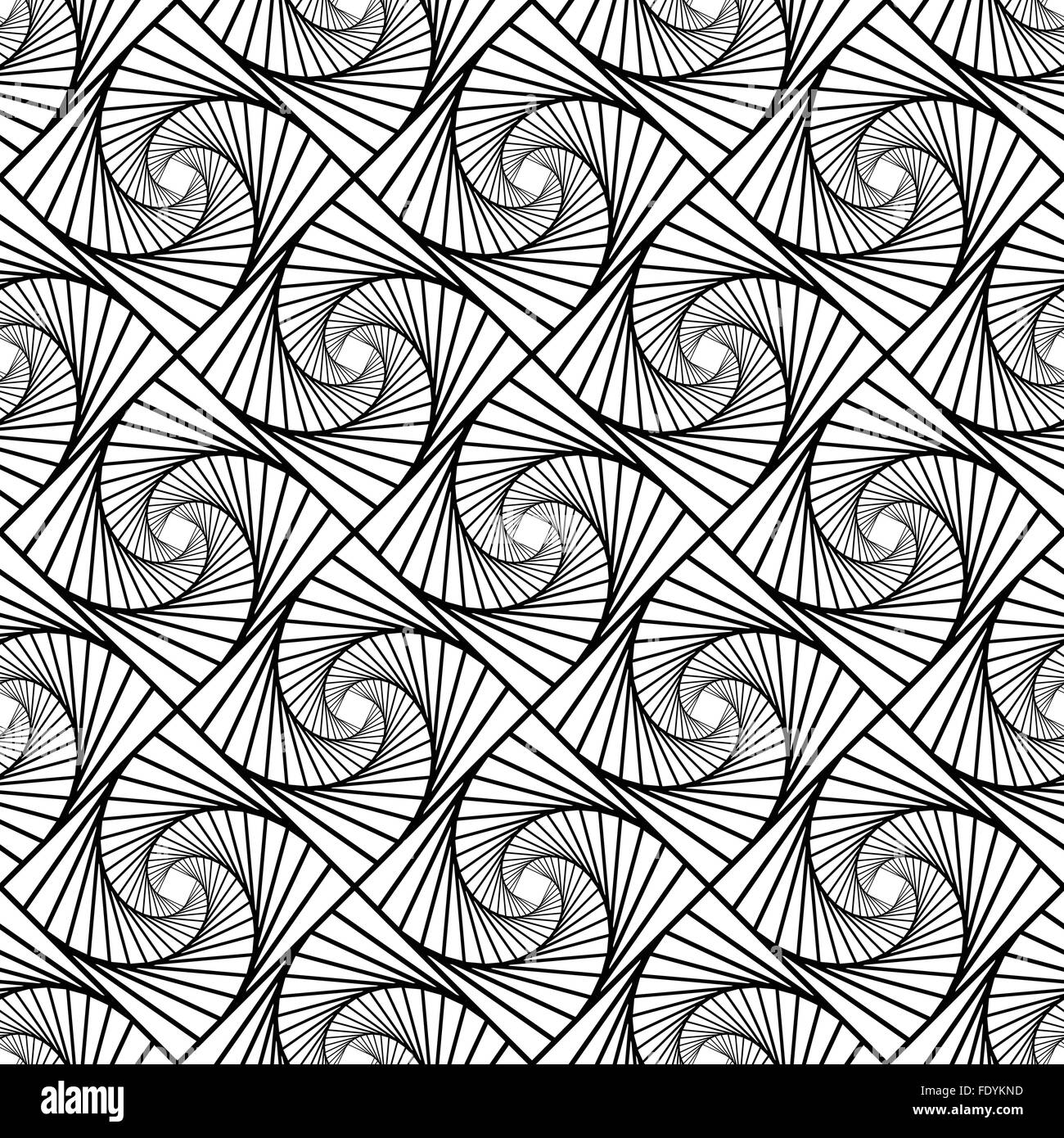 Seamless monochrome pattern with grid of twirly, spiral tiles Stock ...
