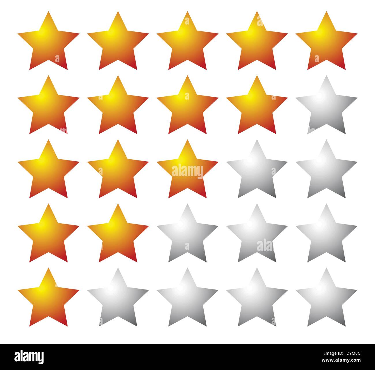 Set of 5 star rating elements starting from 1 star Stock Vector Image ...