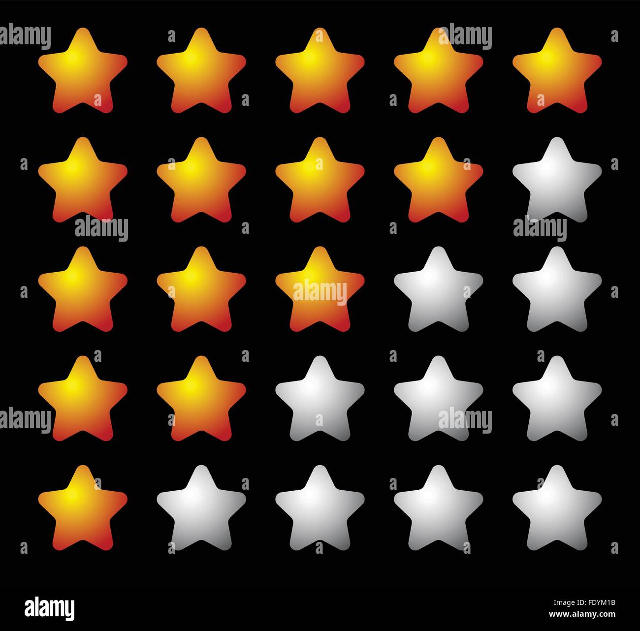 Set of 5 star rating elements starting from 1 star Stock Vector Image ...