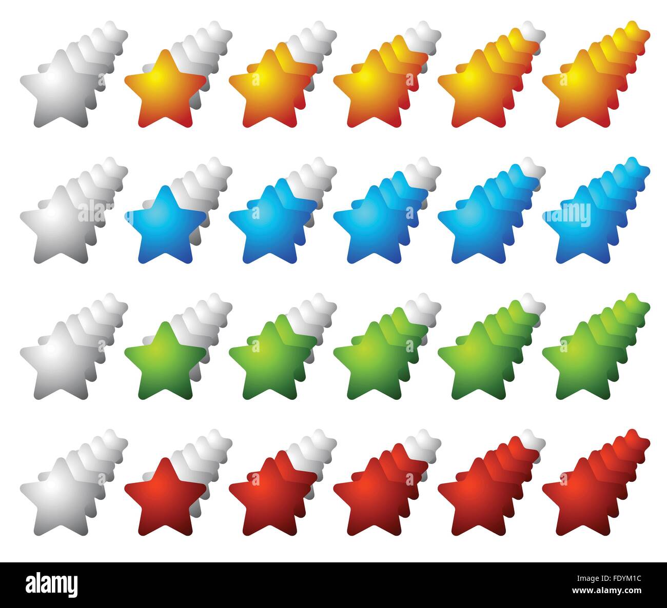 Set of 5 star rating elements starting from 1 star Stock Vector Image ...