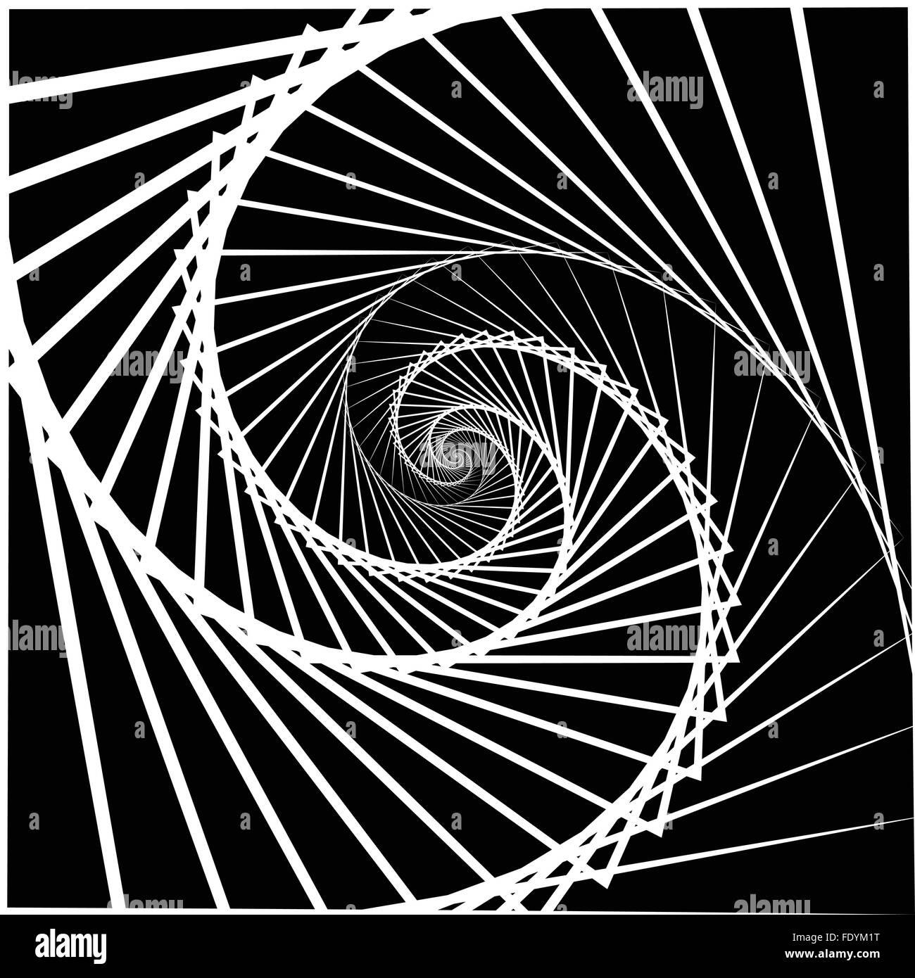 Inward rotating, spirally squares abstract monochrome background Stock ...