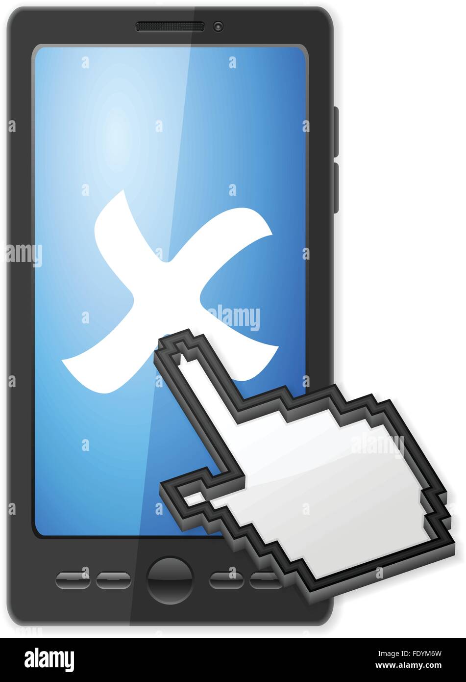 Phone, cursor and cancel symbol on a white background Stock Vector ...