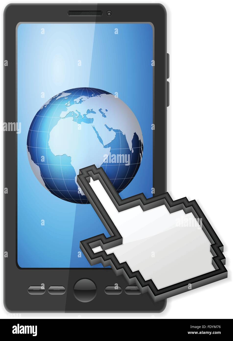 Phone, cursor and globe on a white background Stock Vector Image & Art ...