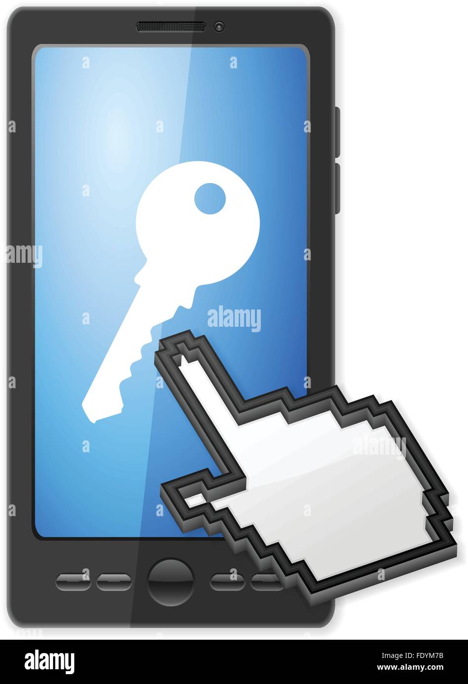 Phone, cursor and key symbol on a white background Stock Vector Image ...