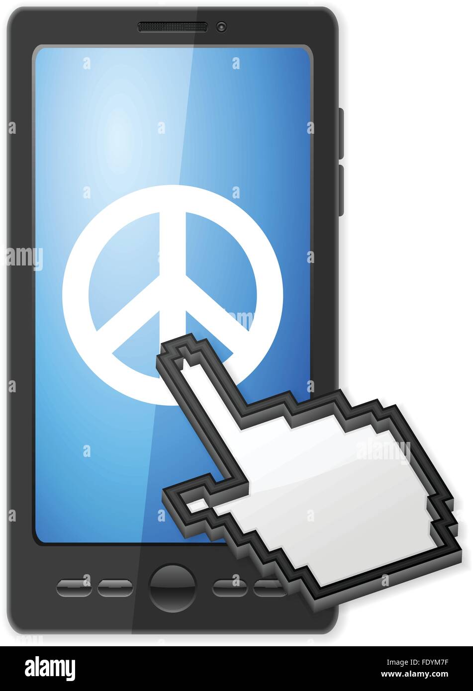 Phone, cursor and peace symbol on a white background Stock Vector Image ...
