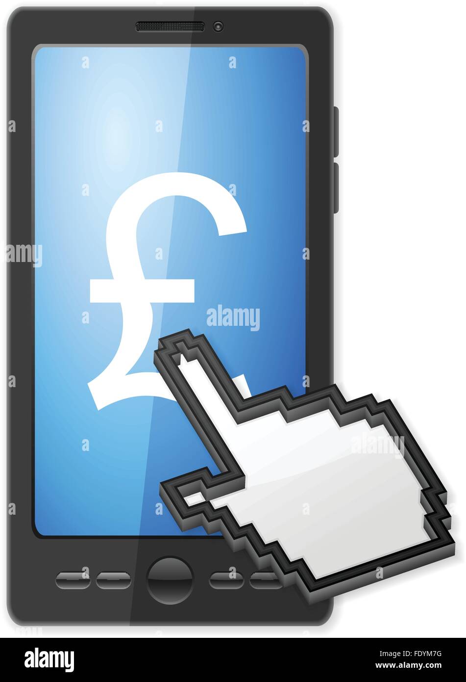 Phone, cursor and pound symbol on a white background Stock Vector Image ...