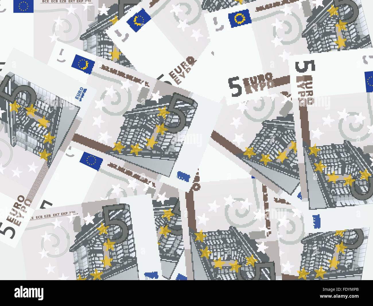 Background from a five euro banknotes. Vector illustration Stock Vector ...