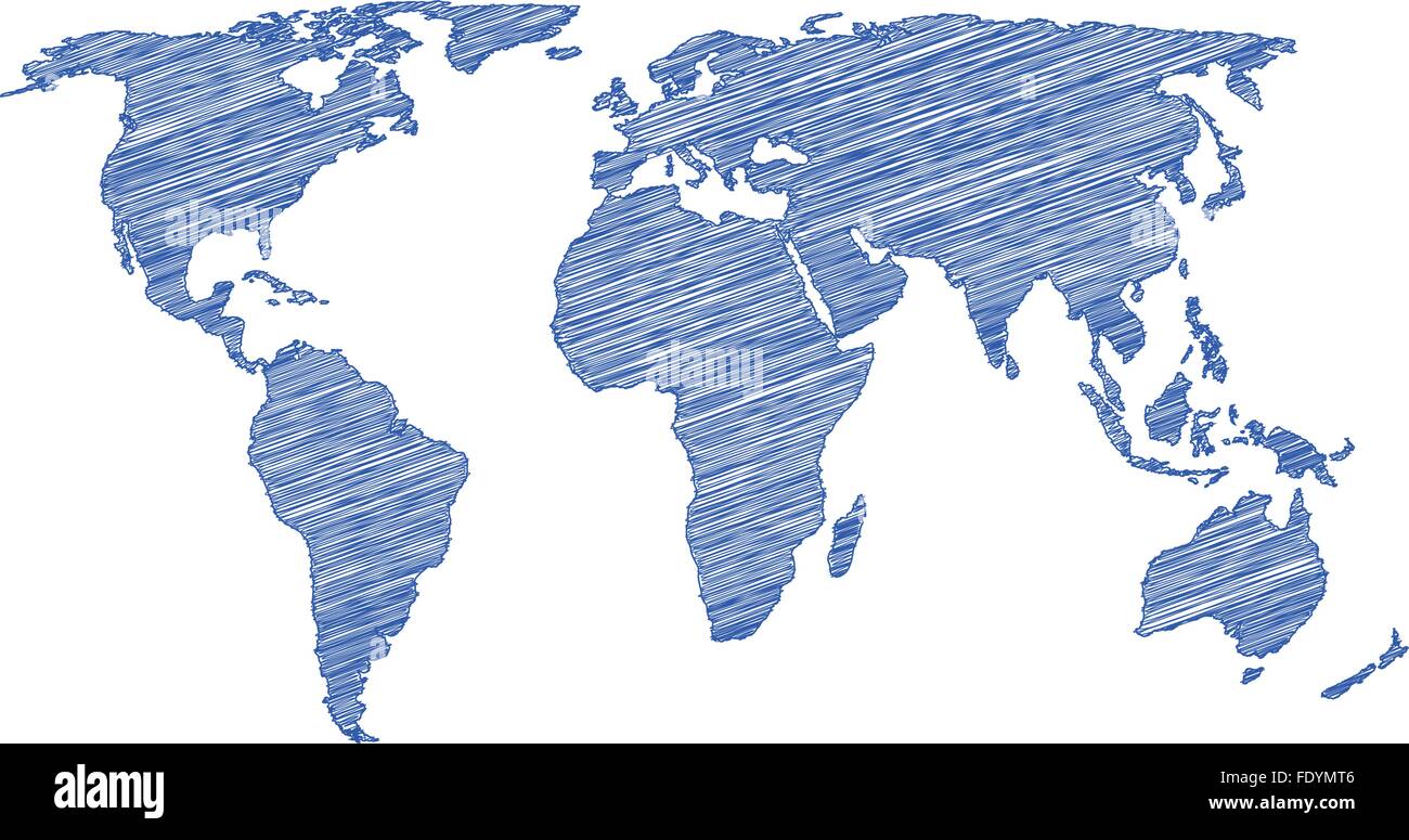 Pencil drawing world map hi-res stock photography and images - Alamy
