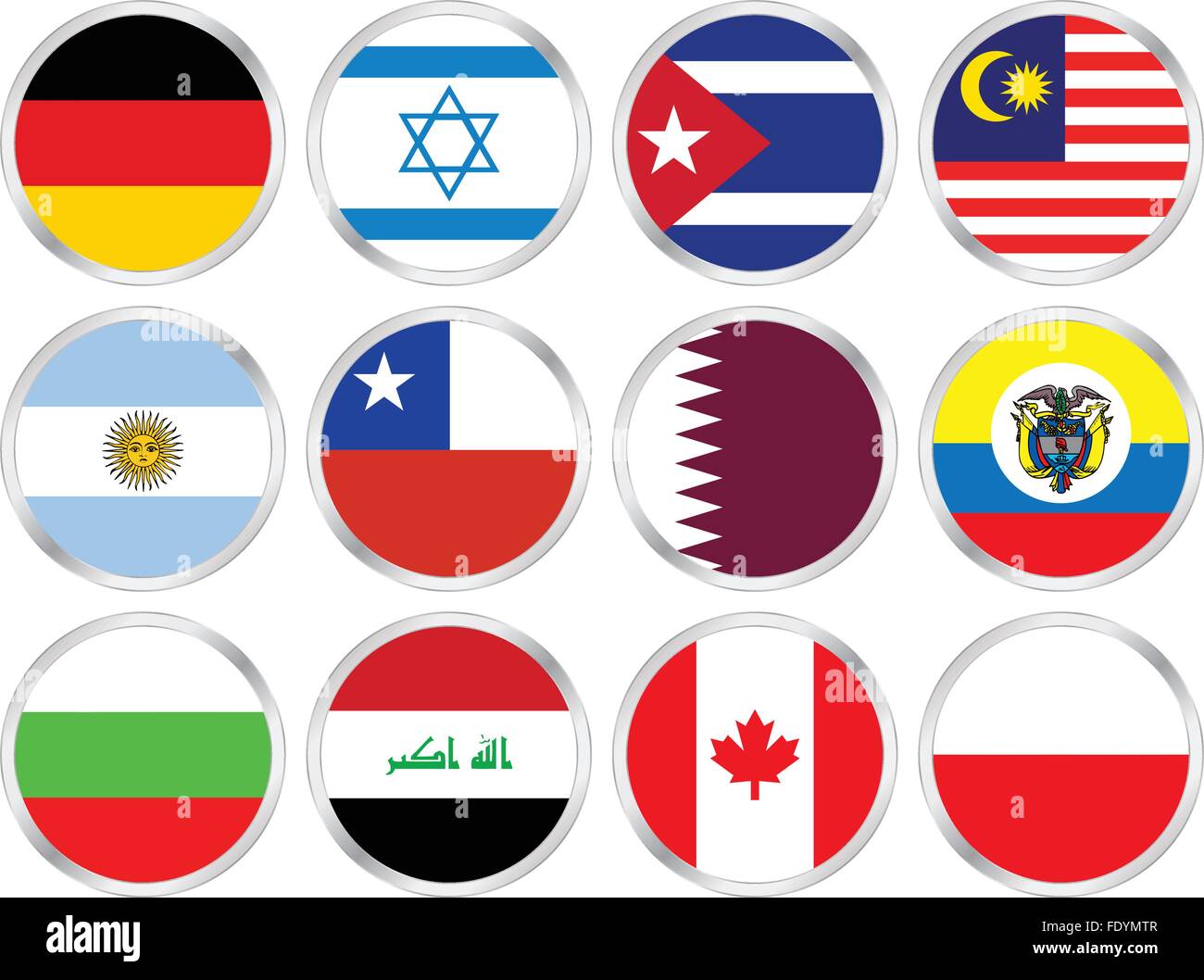 National flags circle icon set. Vector illustration Stock Vector Image ...