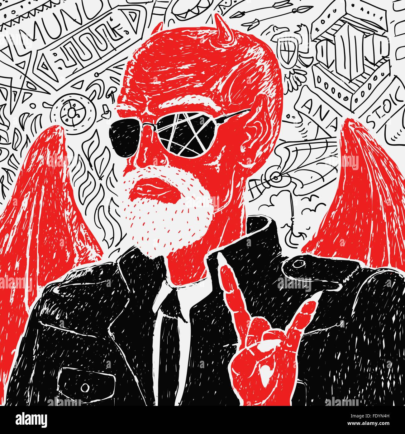 Vector Red Devil Biker in Jacket Stock Vector Image & Art - Alamy