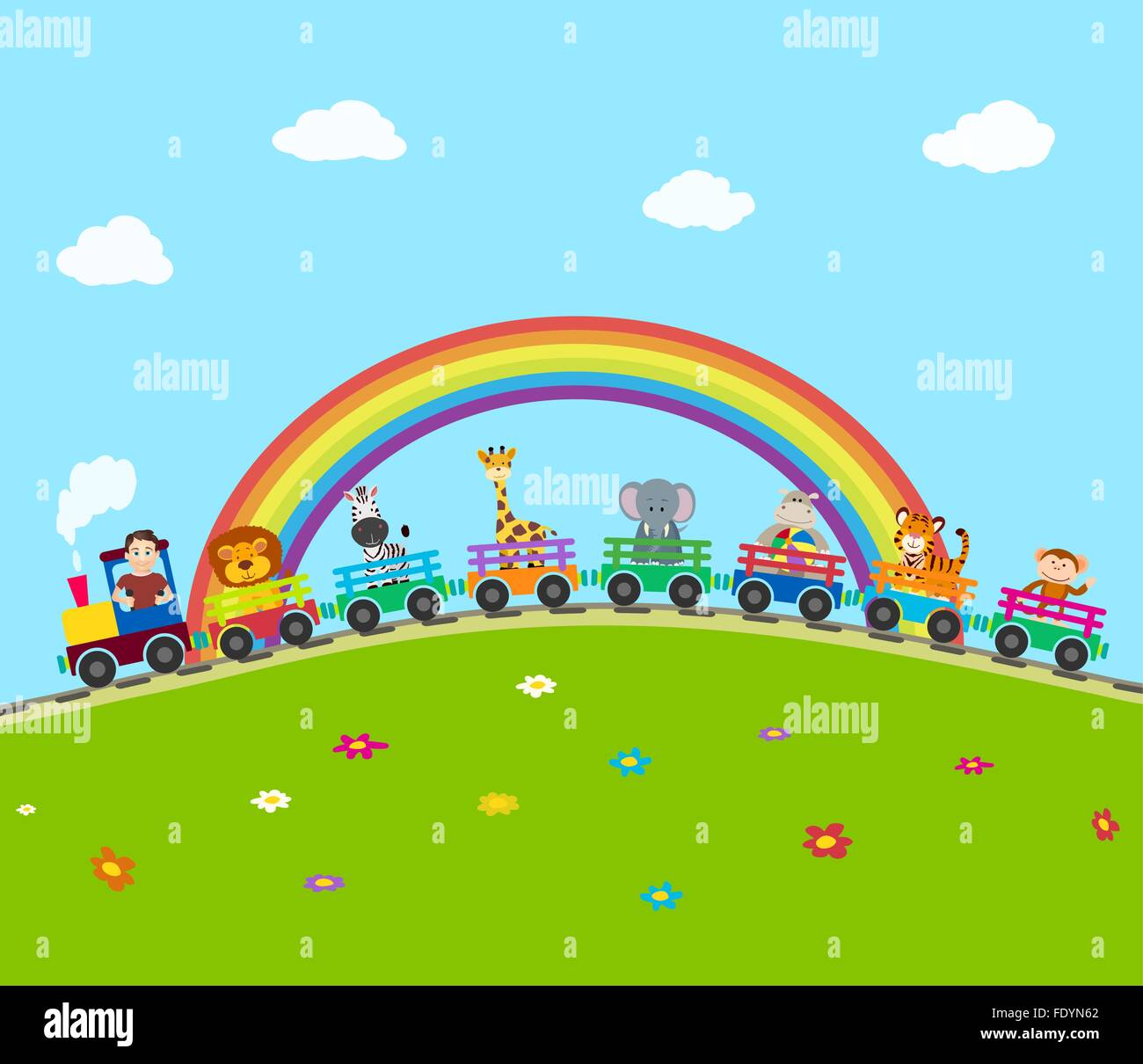 Cartoon railway train animals vector Stock Vector Images - Alamy