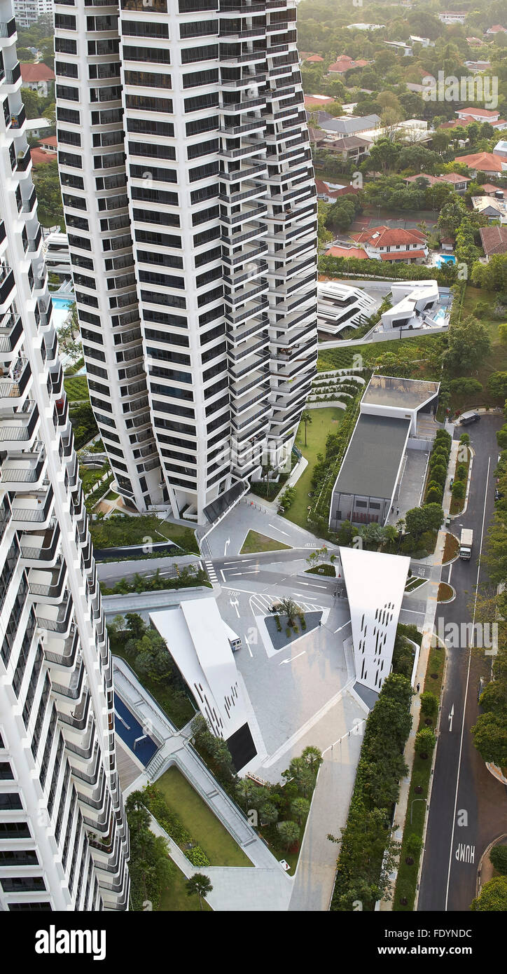 Bird's eye view of residential street link with context. d'Leedon ...