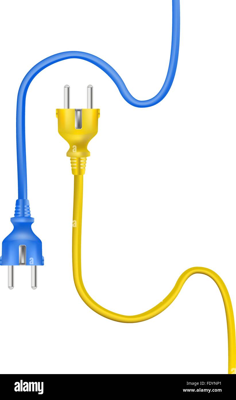 yellow and blue electric cable plugs. vector Stock Vector Image & Art ...