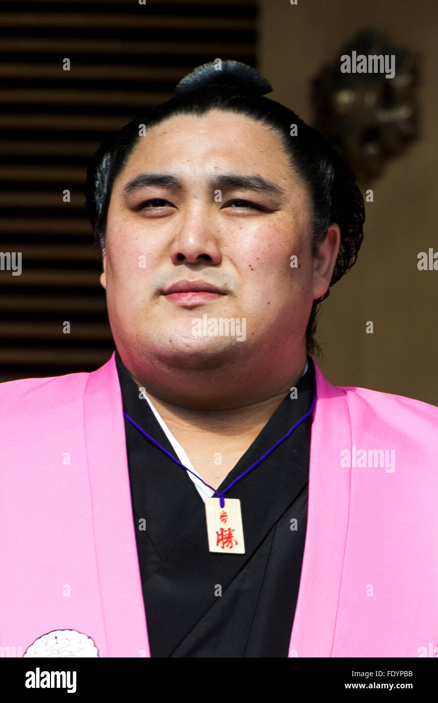 Sumo wrestler Okinoumi Ayumi attends a Setsubun festival at Naritasan ...