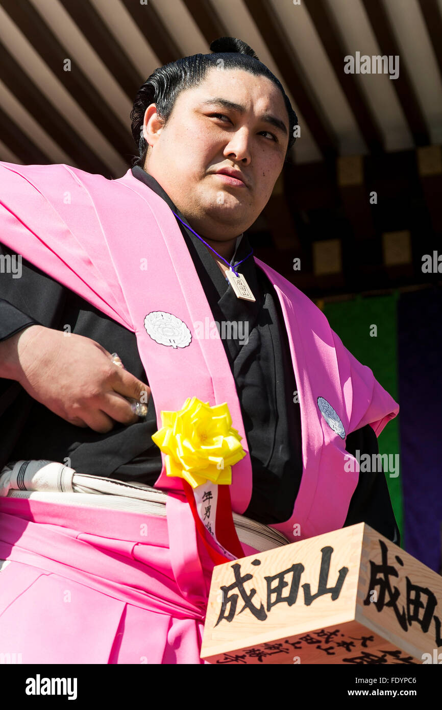 Sumo wrestler Okinoumi Ayumi attends a Setsubun festival at Naritasan ...