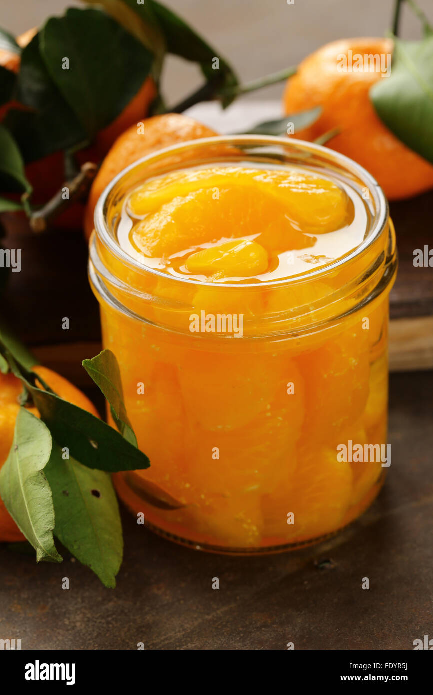 natural organic canned mandarin (orange) in syrup Stock Photo - Alamy