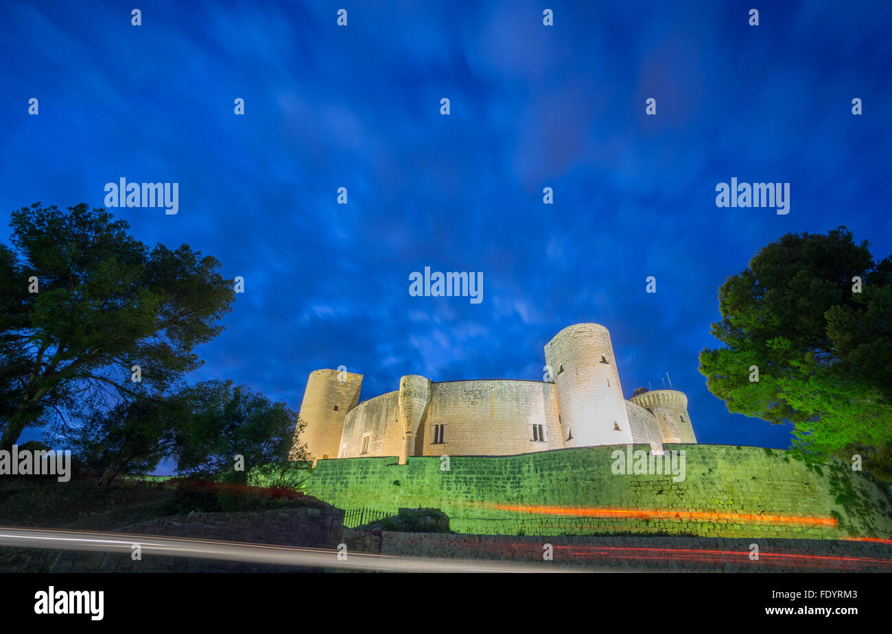Bellver Castle by nigh in Majorca, wide angle Stock Photo - Alamy