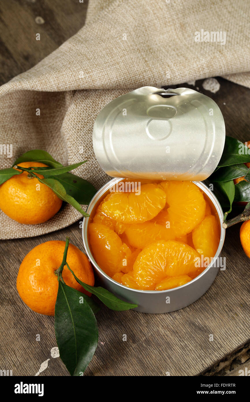 natural organic canned mandarin (orange) in syrup Stock Photo - Alamy