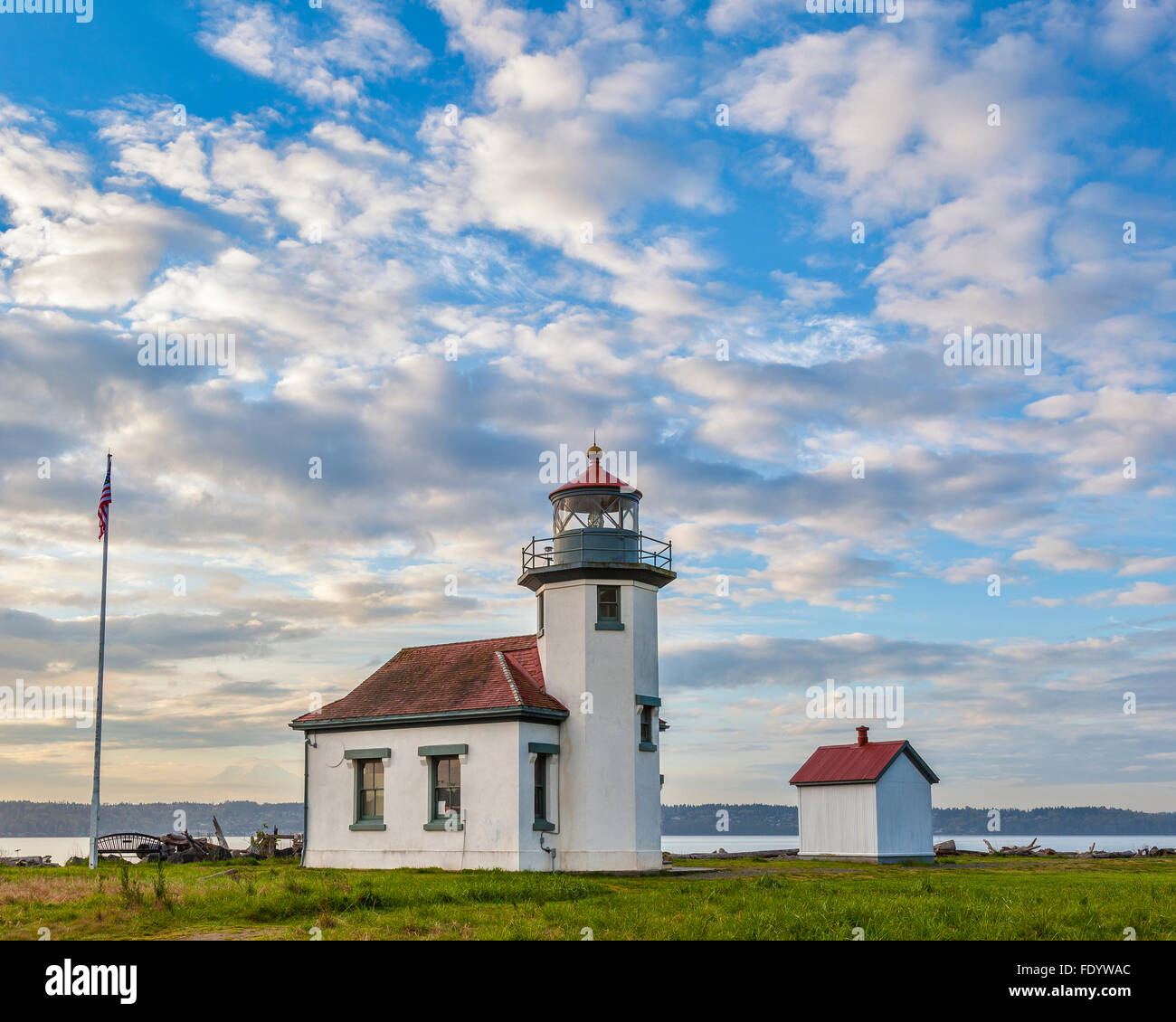 Vashon-Maury Island, WA: Point Robinson Lighthouse with morning light ...