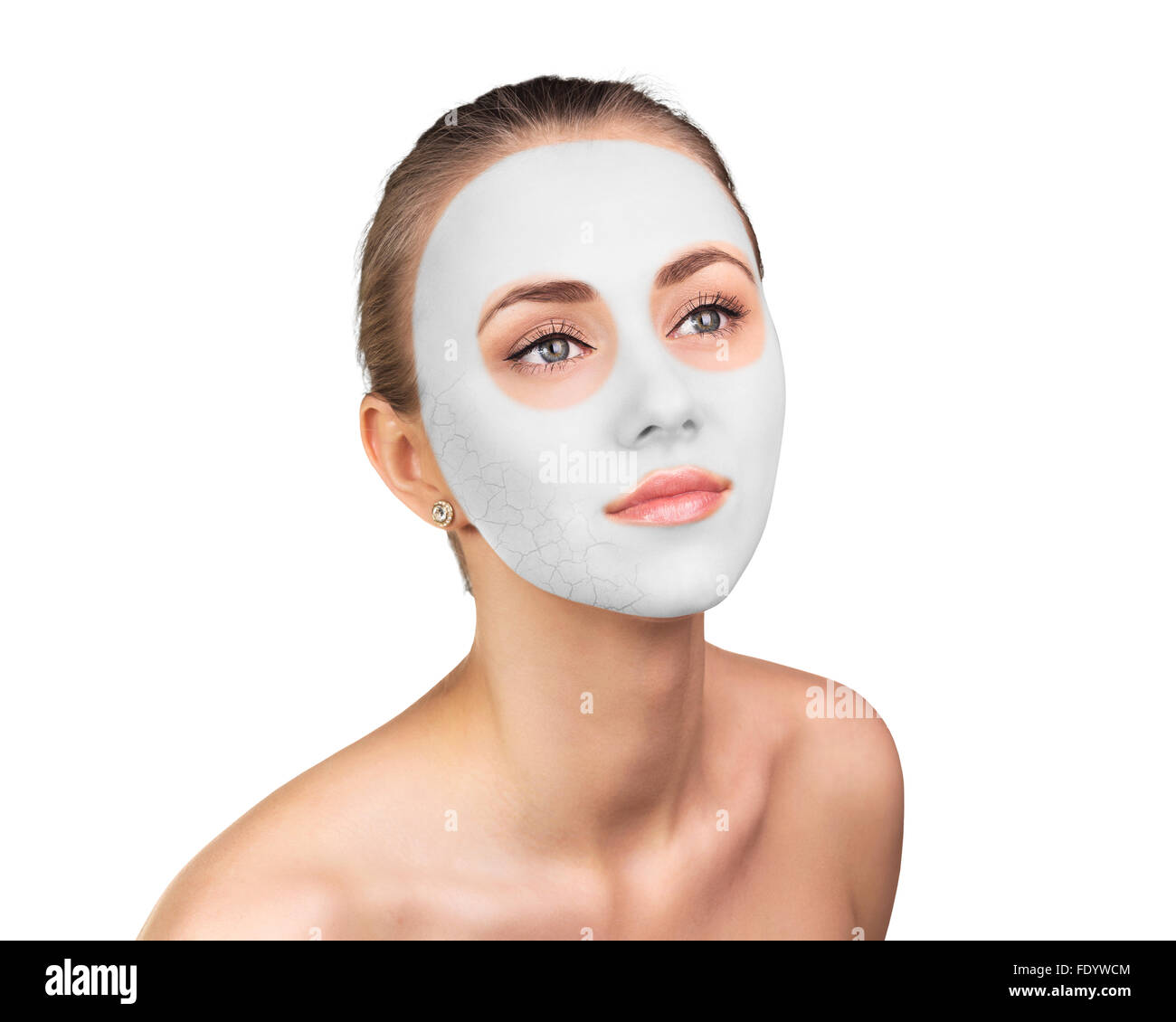 Young woman with clay face mask Stock Photo - Alamy