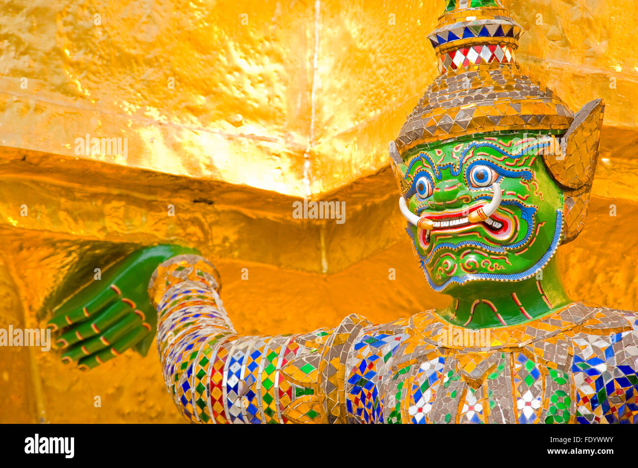 Guardian monkey-dragons in at the Grand Palace, Bangkok, Thailand Stock ...