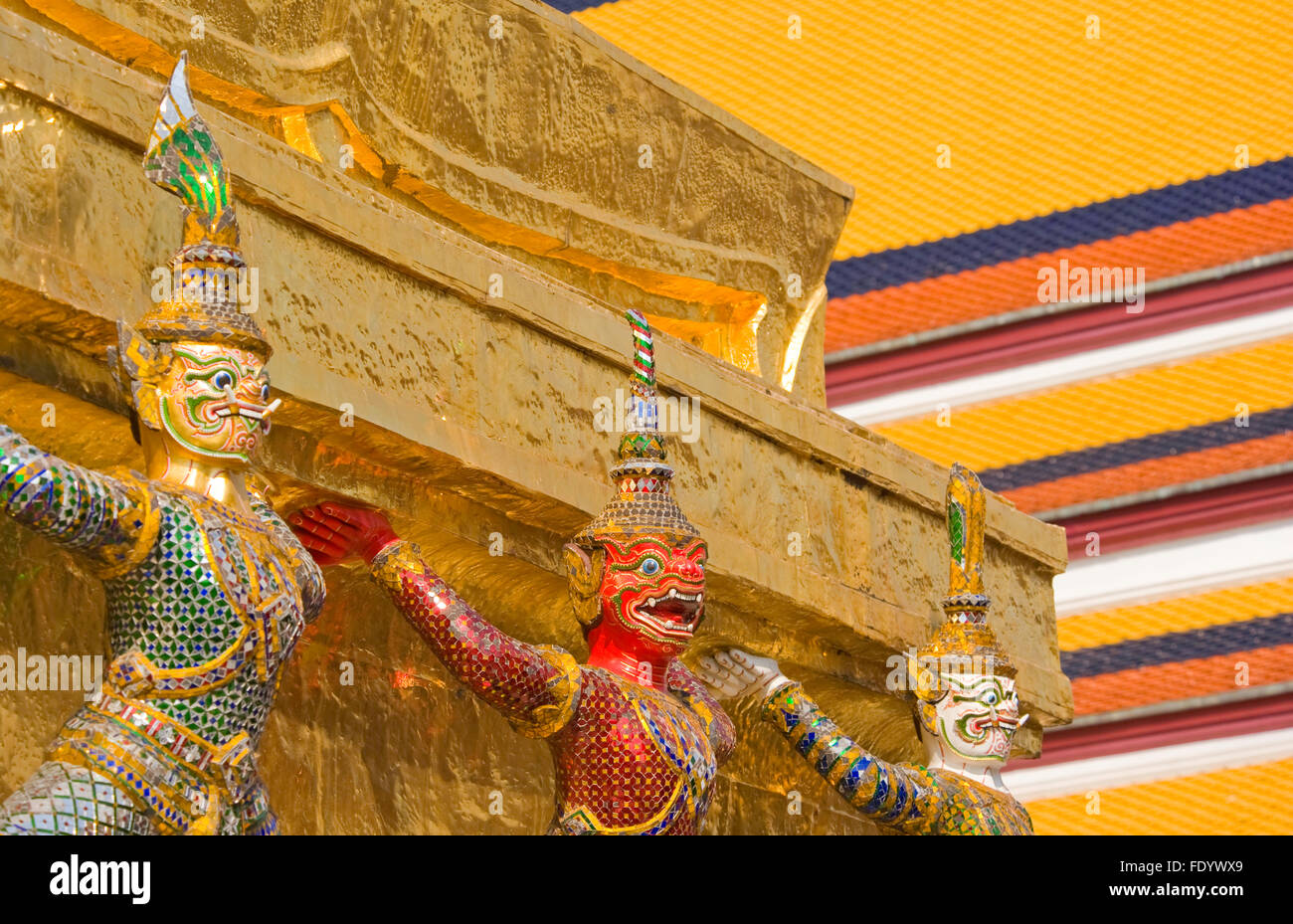 Guardian monkey-dragons in at the Grand Palace, Bangkok, Thailand Stock ...