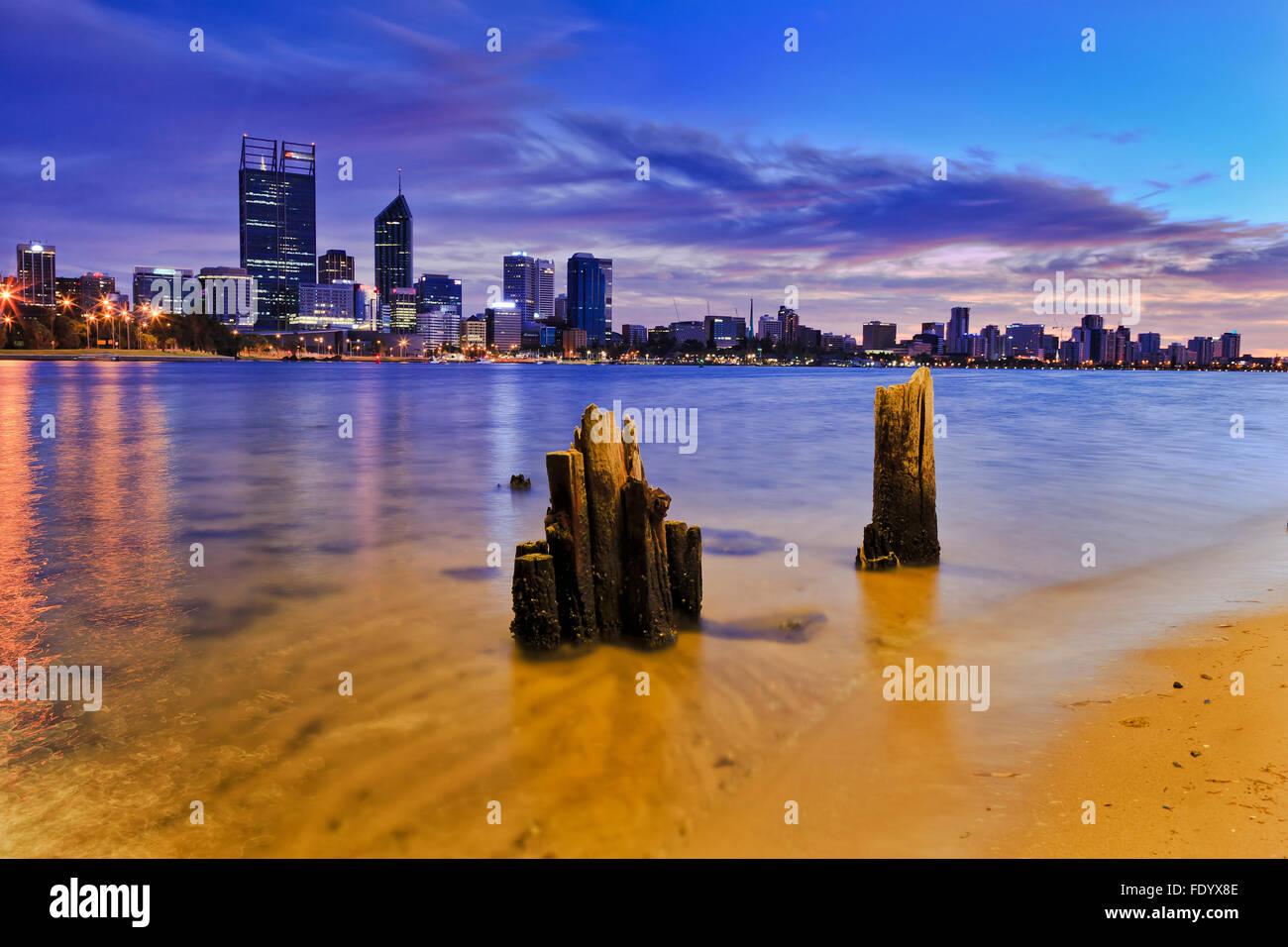 cityscape of Perth - capital city of Western Australia at sunrise ...
