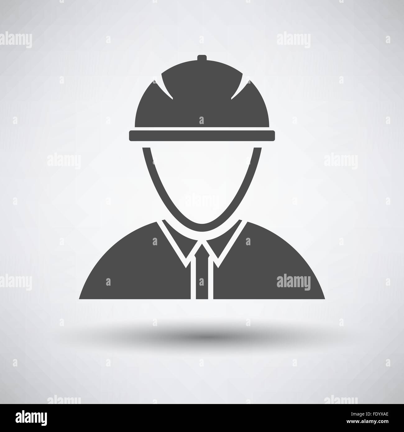 Construction worker head in hemlet icon on gray background with round ...