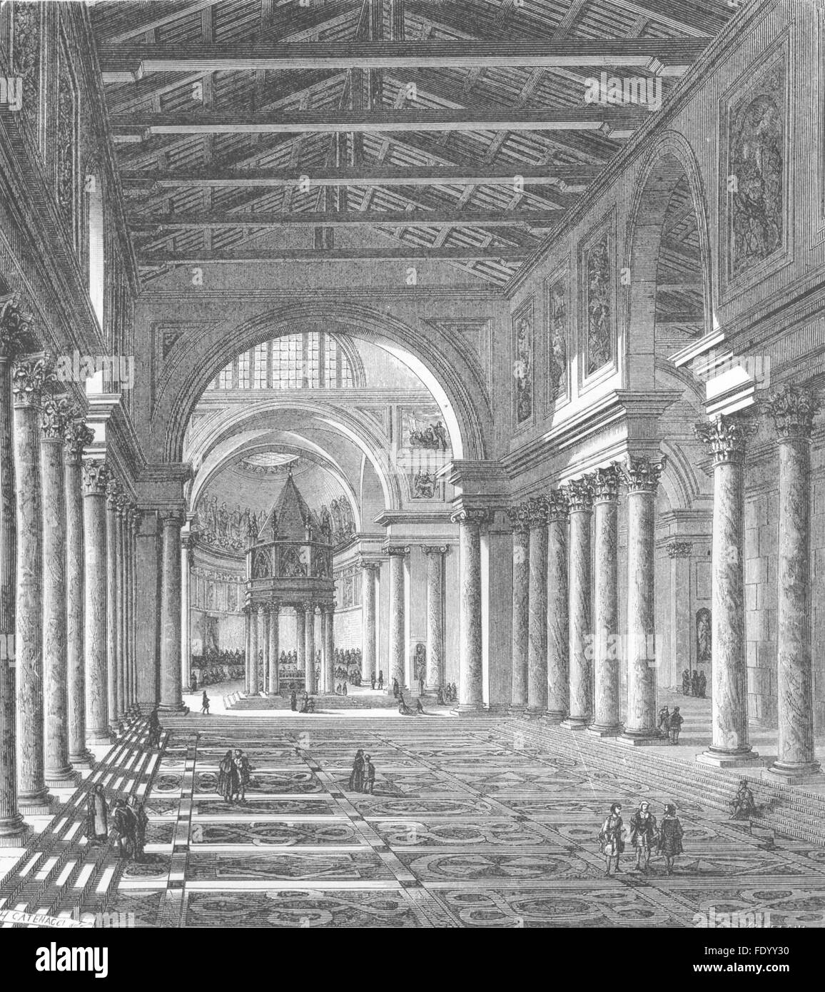 ROME: Constantinian Basilica of St Peter's, antique print 1872 Stock ...