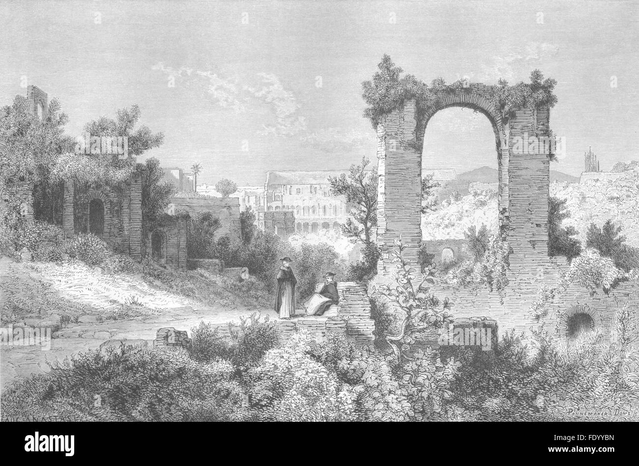 Tiberius and palace of the rome Black and White Stock Photos & Images ...