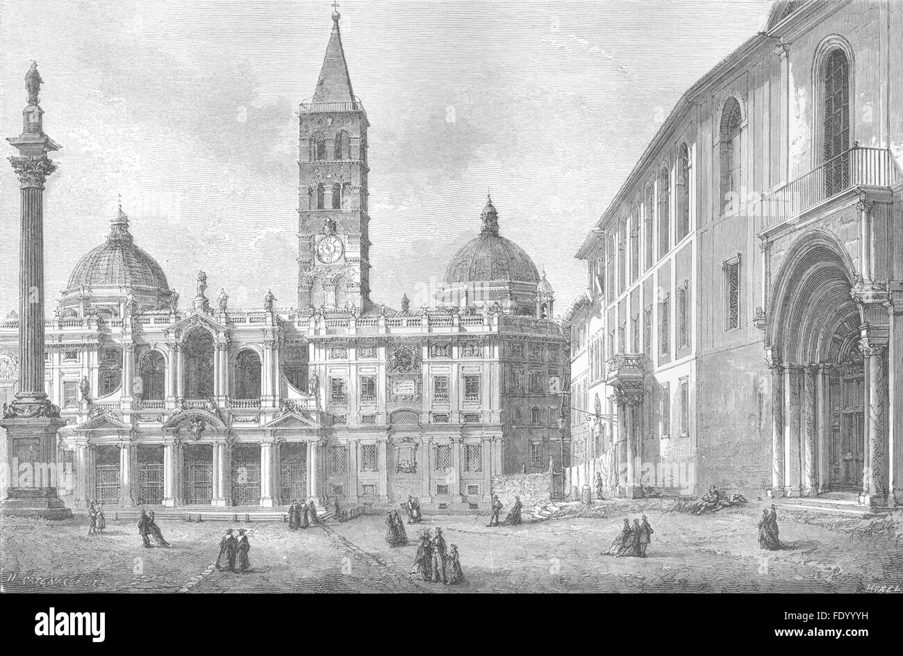 ROME: Sta Maria Maggiore-Benedict XIV-Sant' Antonio, antique print 1872 ...
