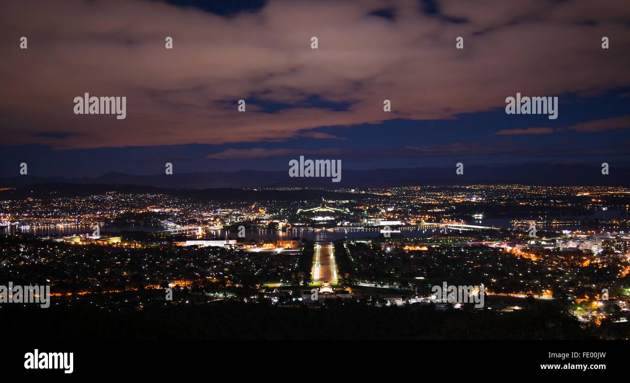 Canberra, night time, city lights, act Stock Photo - Alamy