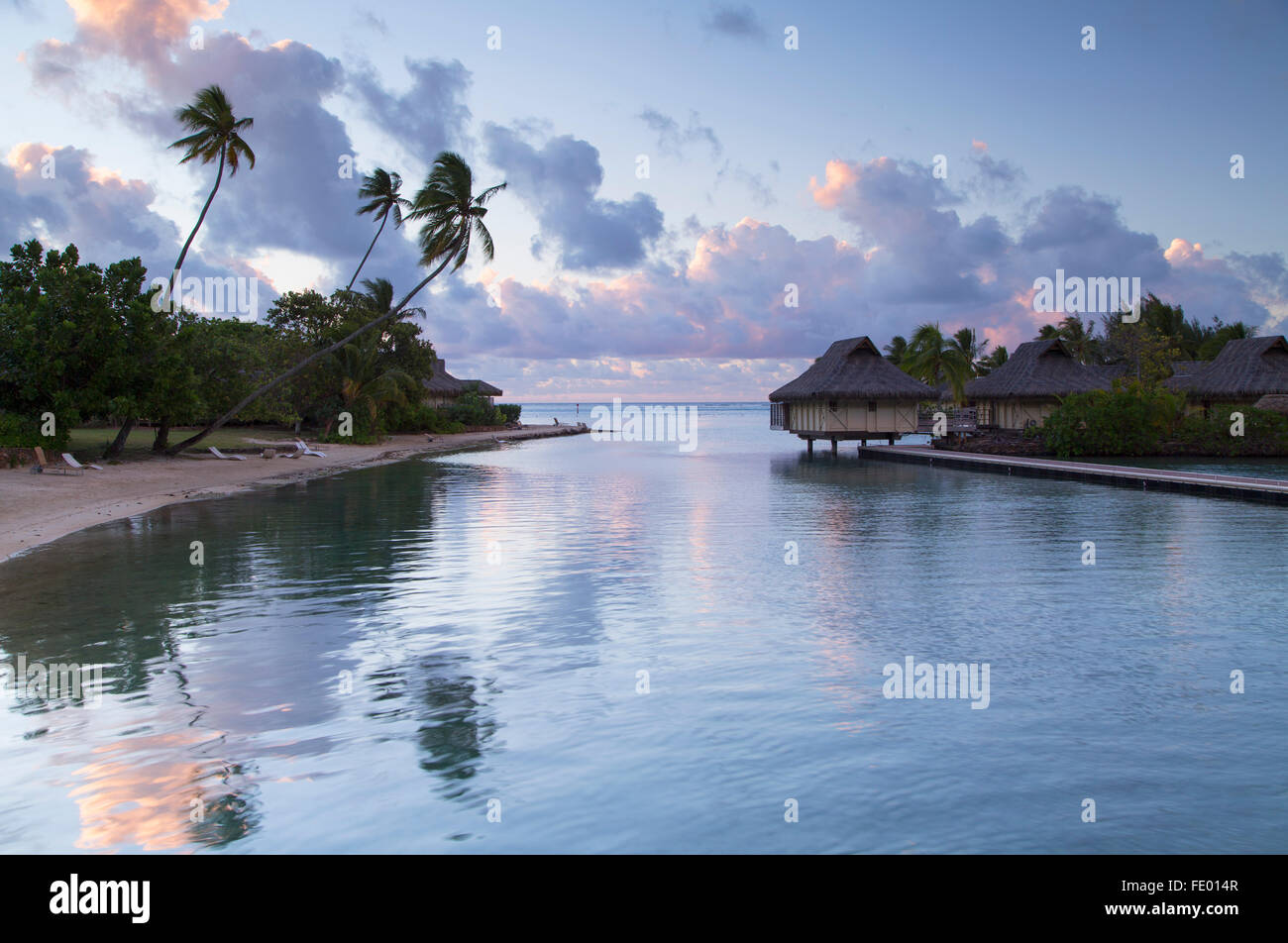 Overwater bungalows of Intercontinental Mo'orea Resort, Hauru Point ...
