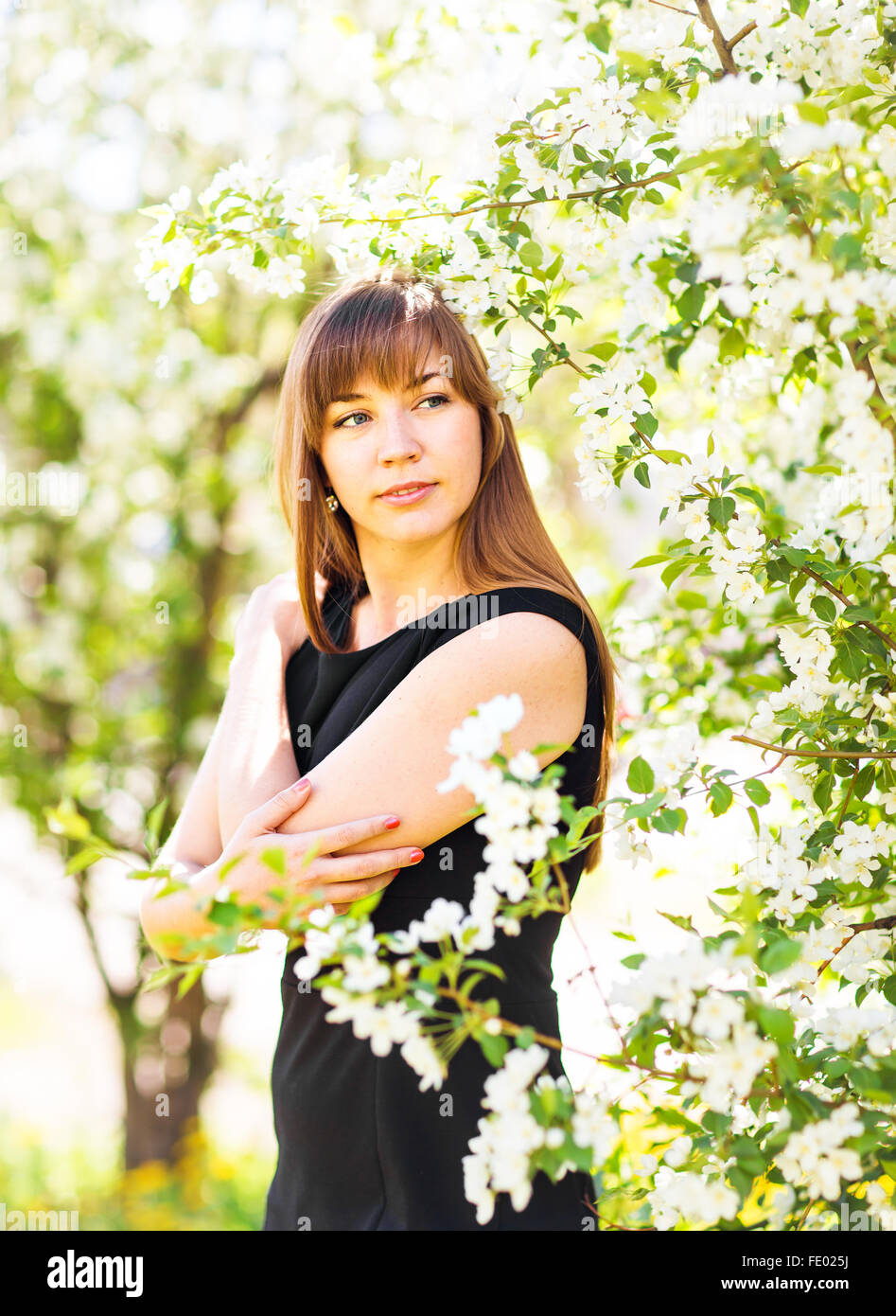 Beautiful Spring Girl with flowers Stock Photo - Alamy