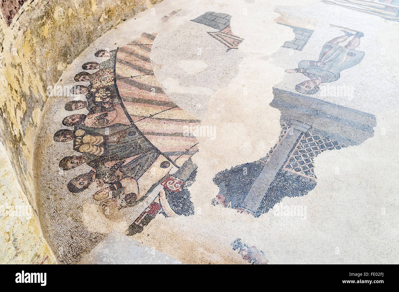 Roman mosaics miracle of the bread in Villa Romana del Casale, Piazza ...
