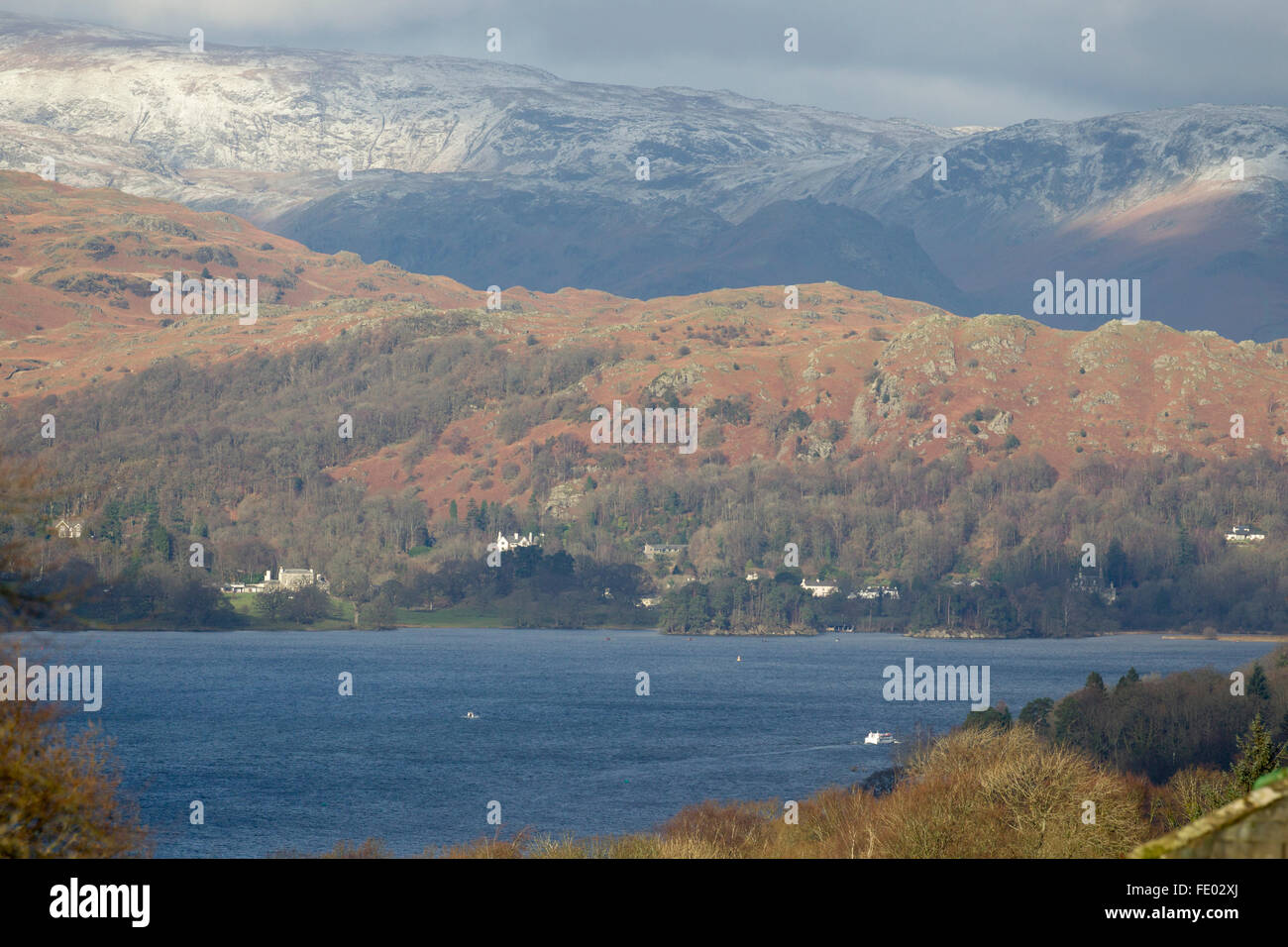 Lake Windermere Cumbria UK Weather 3rd February 2016 Cold sunny early ...