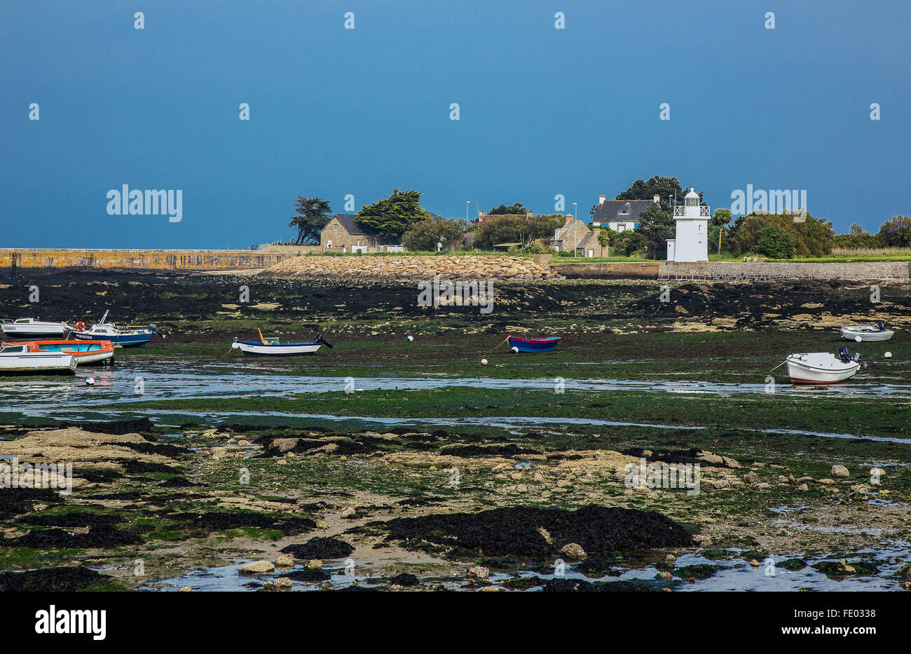 France, Normandy, Barfleur, view of the harbor at low tide Stock Photo ...