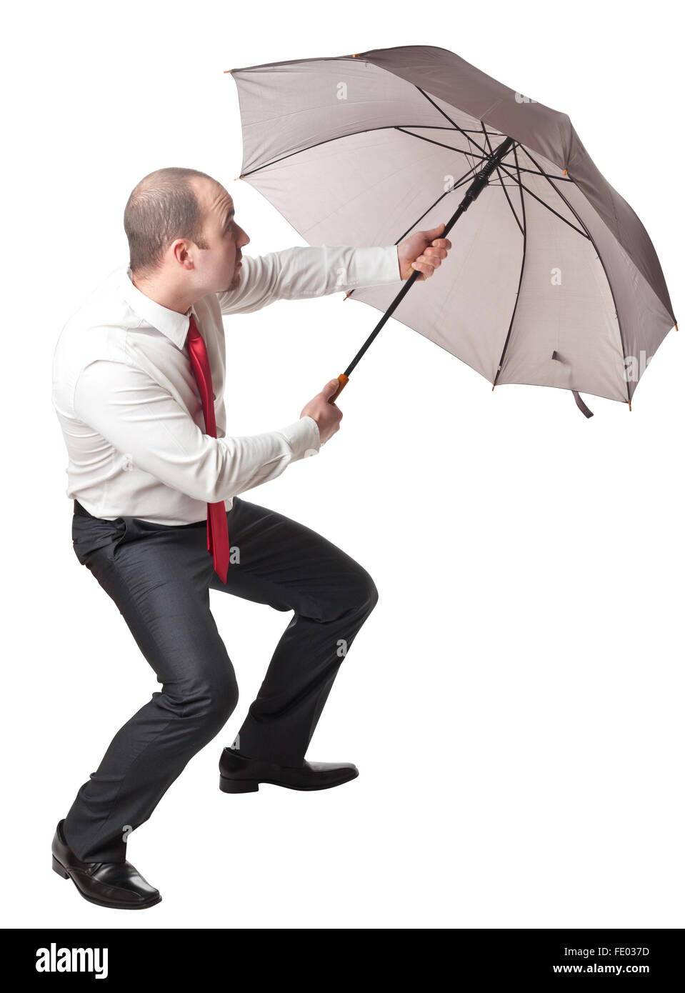 man with umbrella isolated on white background Stock Photo - Alamy