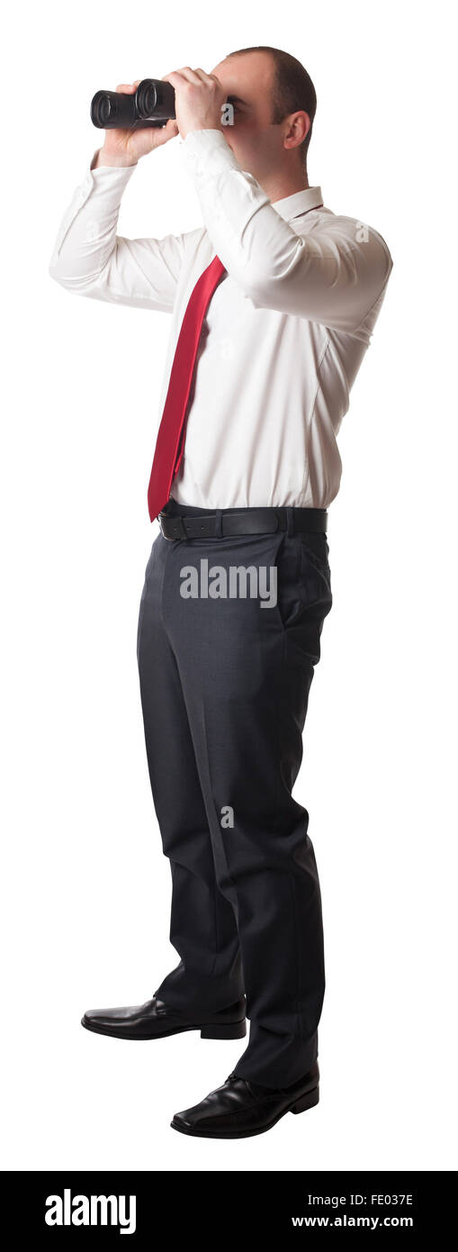 man with binoculars isolated on white background Stock Photo - Alamy