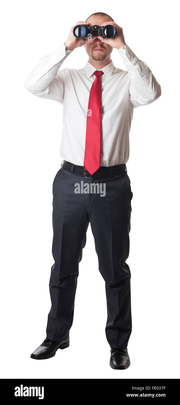 man with binoculars isolated on white background Stock Photo - Alamy