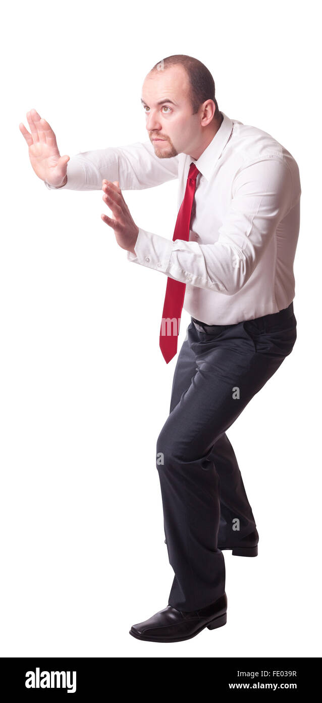 man in push position isolated on white Stock Photo - Alamy