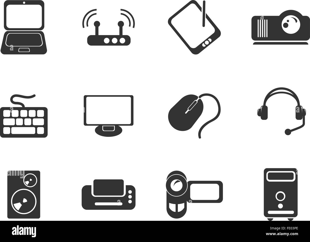 Computer equipment simple vector icons Stock Vector Image & Art - Alamy