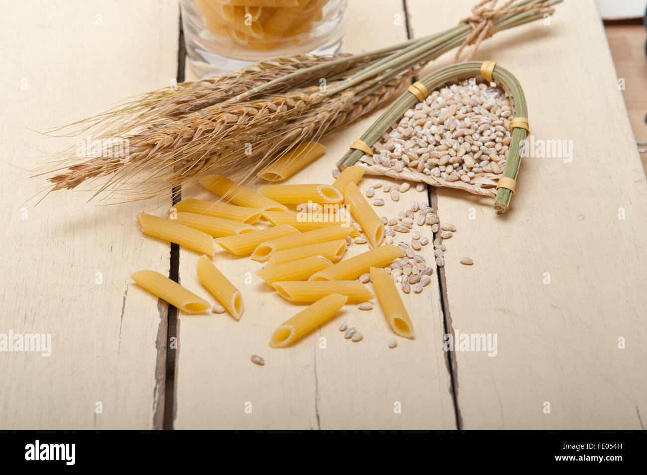 short Italian pasta penne with durum wheat grains Stock Photo - Alamy