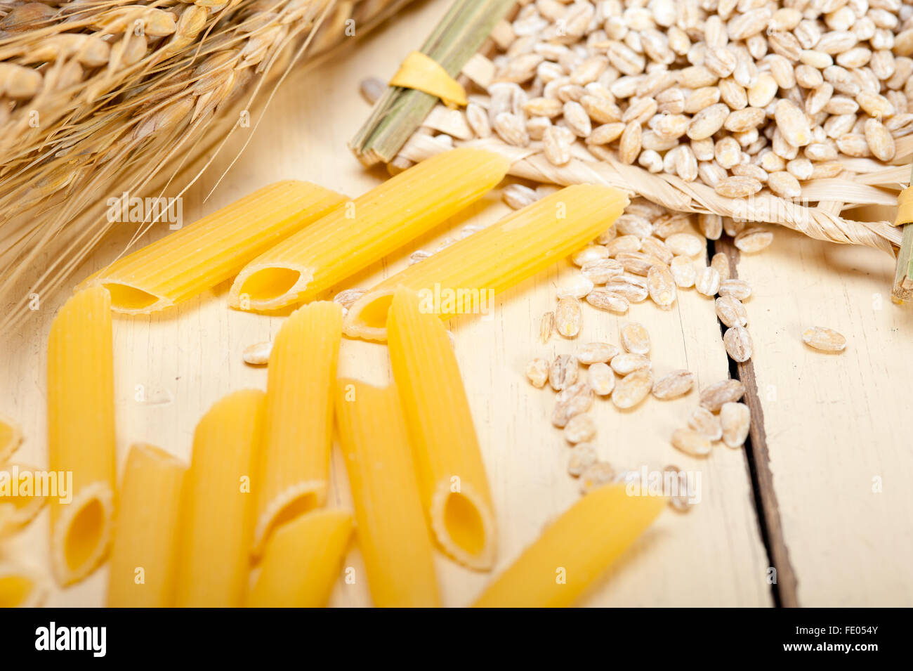 short Italian pasta penne with durum wheat grains Stock Photo - Alamy