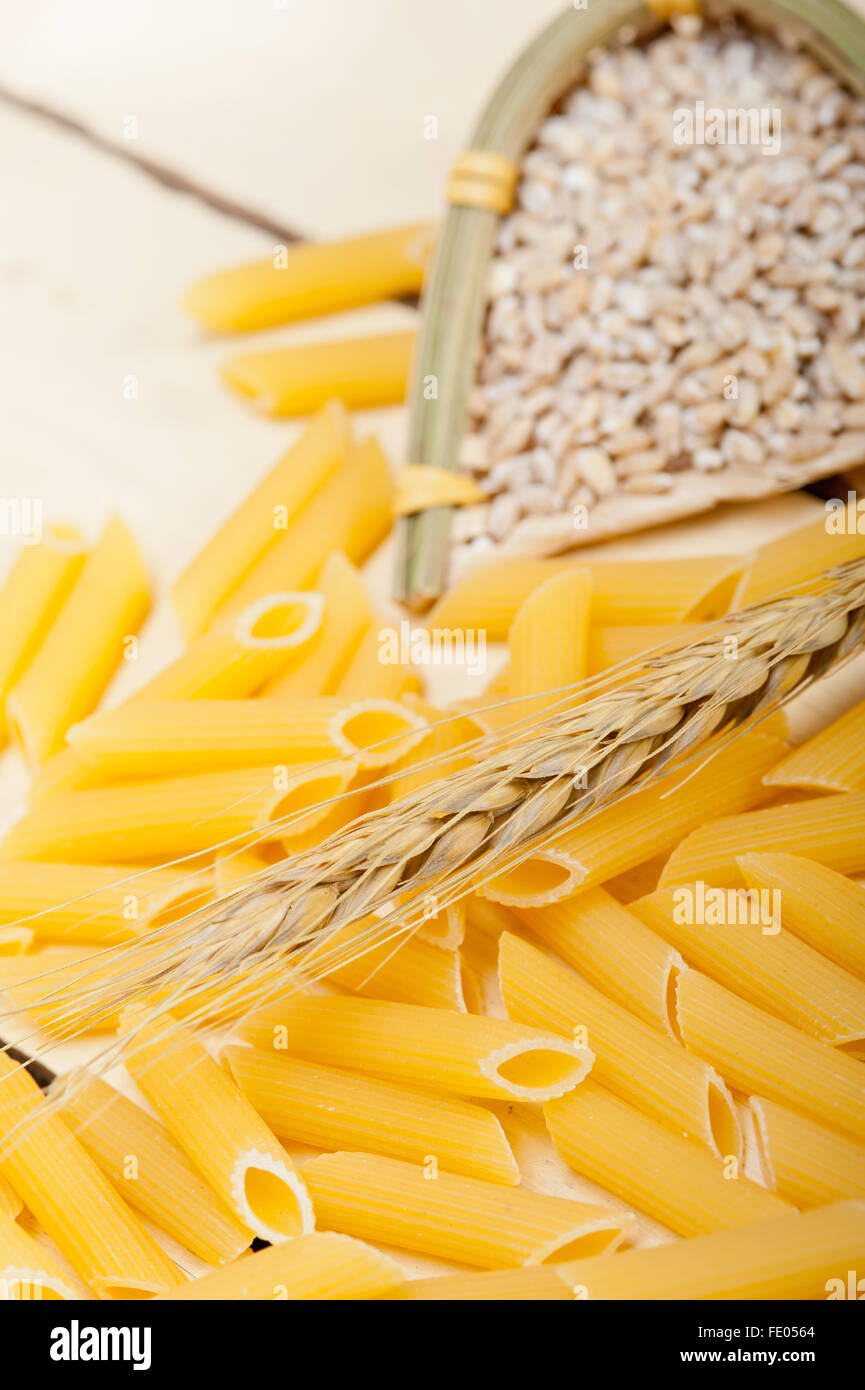 short Italian pasta penne with durum wheat grains Stock Photo - Alamy