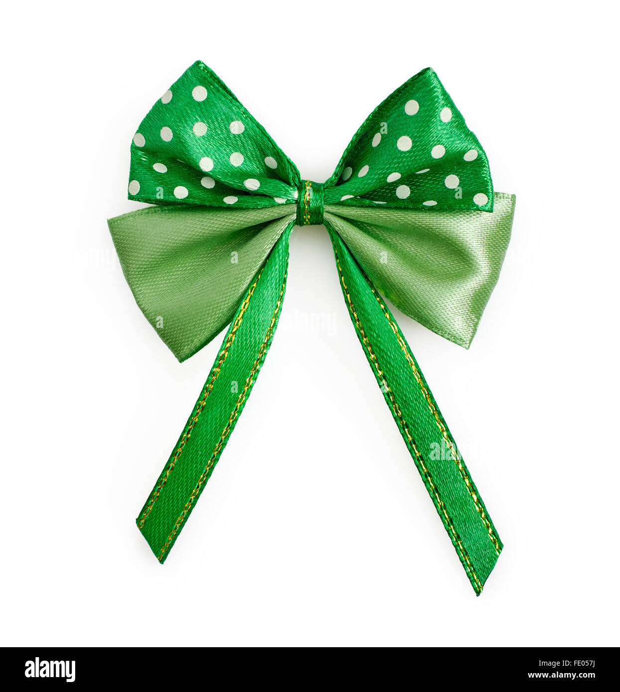 Green satin ribbon isolated on the white background Stock Photo - Alamy
