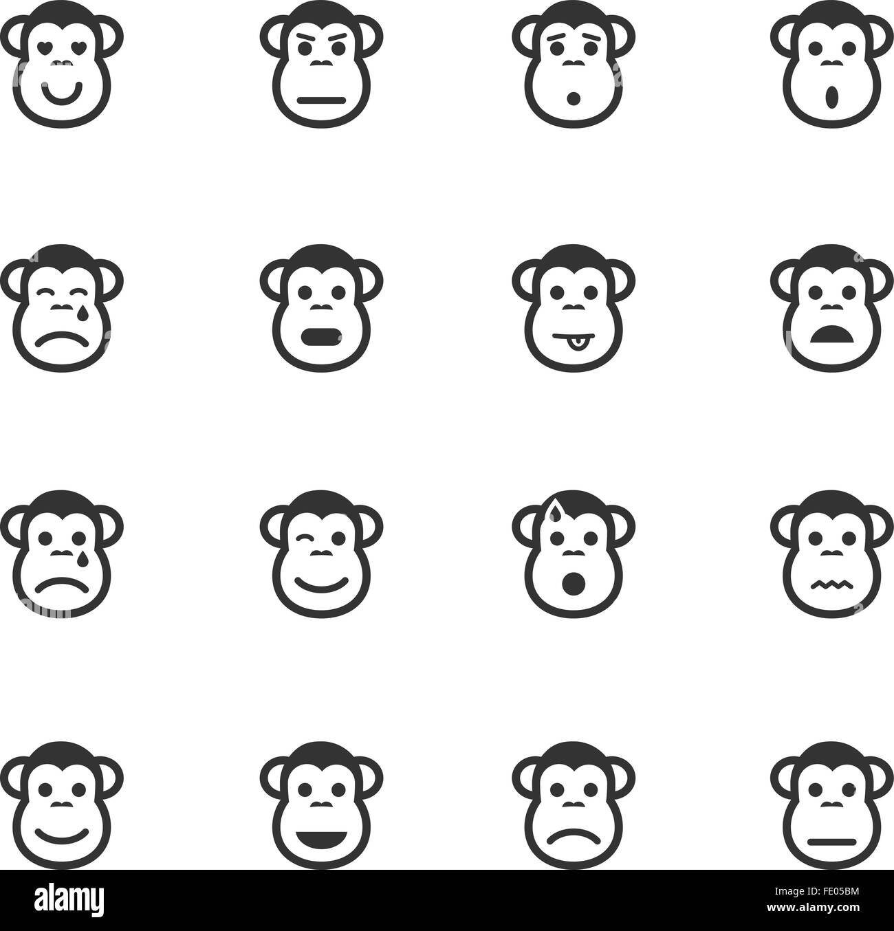 Monkey emotions simply icons Stock Vector Image & Art - Alamy